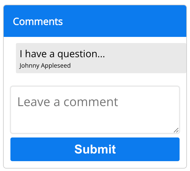 Client comments interface showing real-time communication